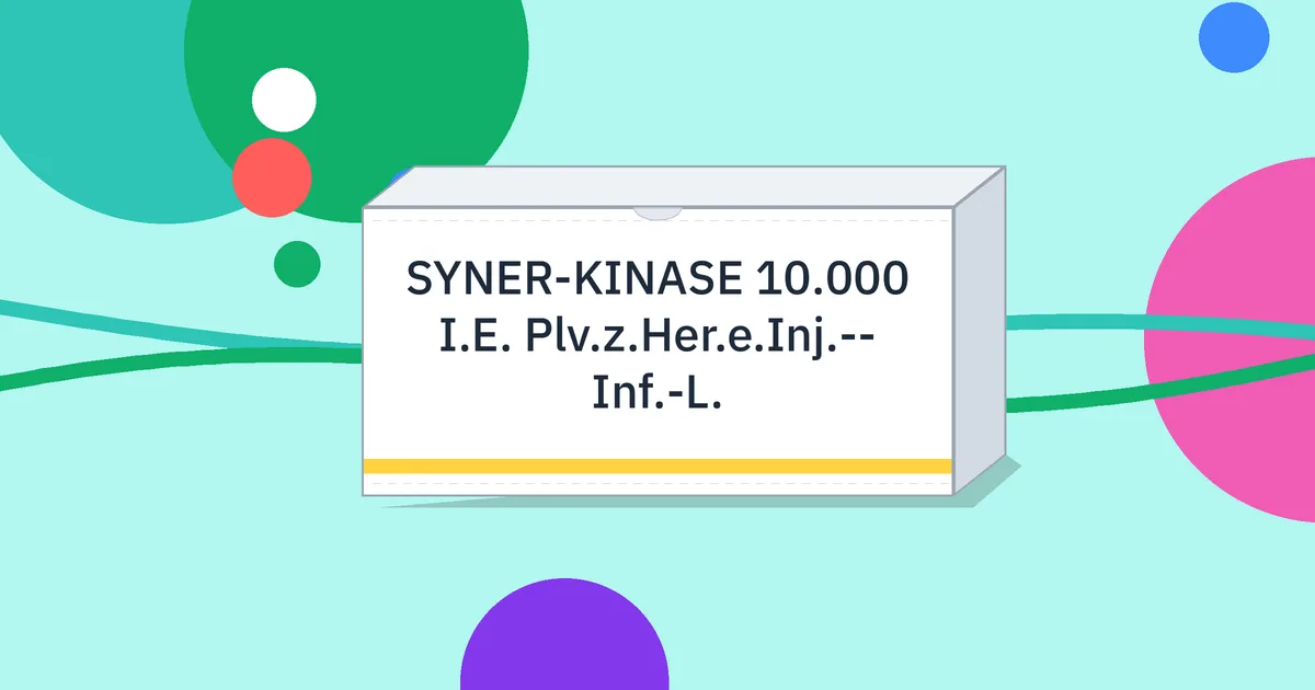 Symbolbild: Packung mit der Aufschrift SYNER-KINASE 10.000 I.E. Plv.z.Her.e.Inj.--Inf.-L. (PZN 17483103) – Verfügbarkeit und Bezug in Apotheken in Frankfurt am Main