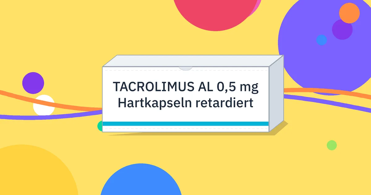 Symbolbild: Packung mit der Aufschrift TACROLIMUS AL 0,5 mg Hartkapseln retardiert (PZN 18110404) – Verfügbarkeit und Bezug in Apotheken in Frankfurt am Main