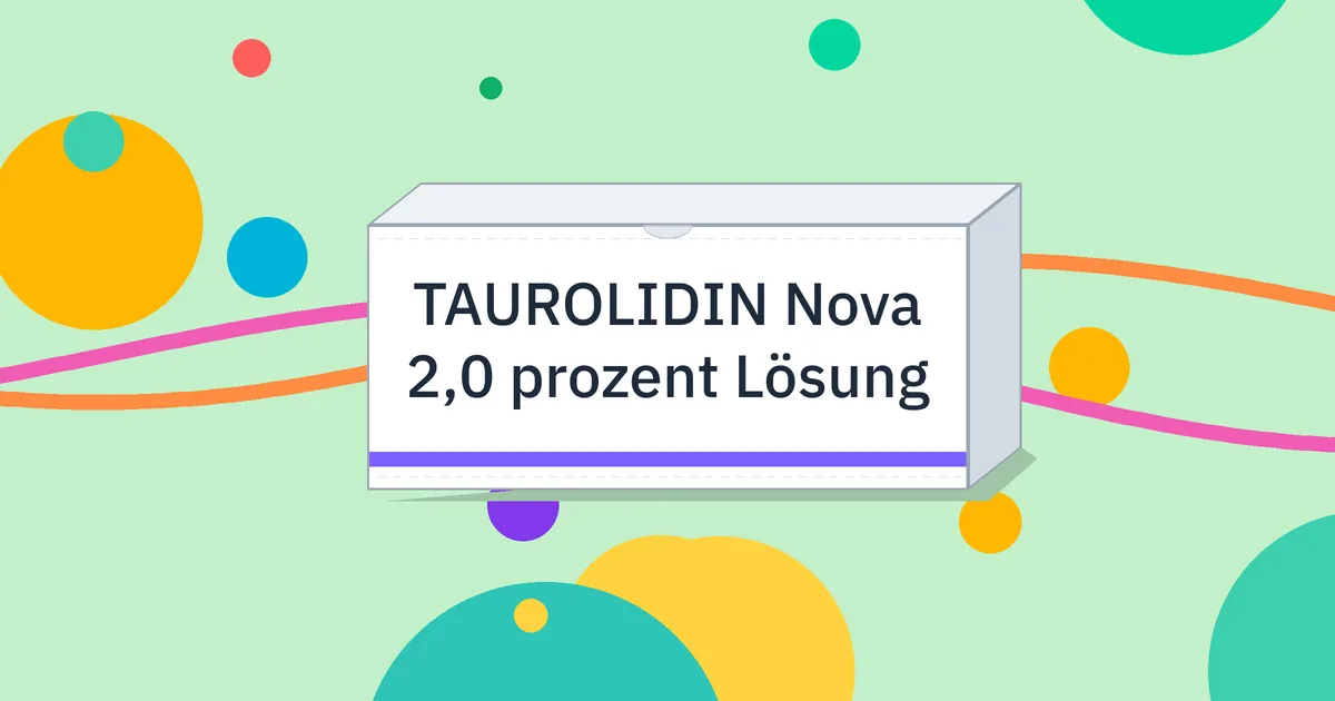 Symbolbild: Packung mit der Aufschrift TAUROLIDIN Nova 2,0 prozent Lösung (PZN 05352376) – Verfügbarkeit und Bezug in Apotheken in Frankfurt am Main