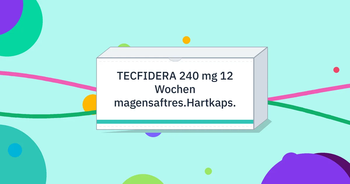 Symbolbild: Packung mit der Aufschrift TECFIDERA 240 mg 12 Wochen magensaftres.Hartkaps. (PZN 18878430) – Verfügbarkeit und Bezug in Apotheken in Frankfurt am Main
