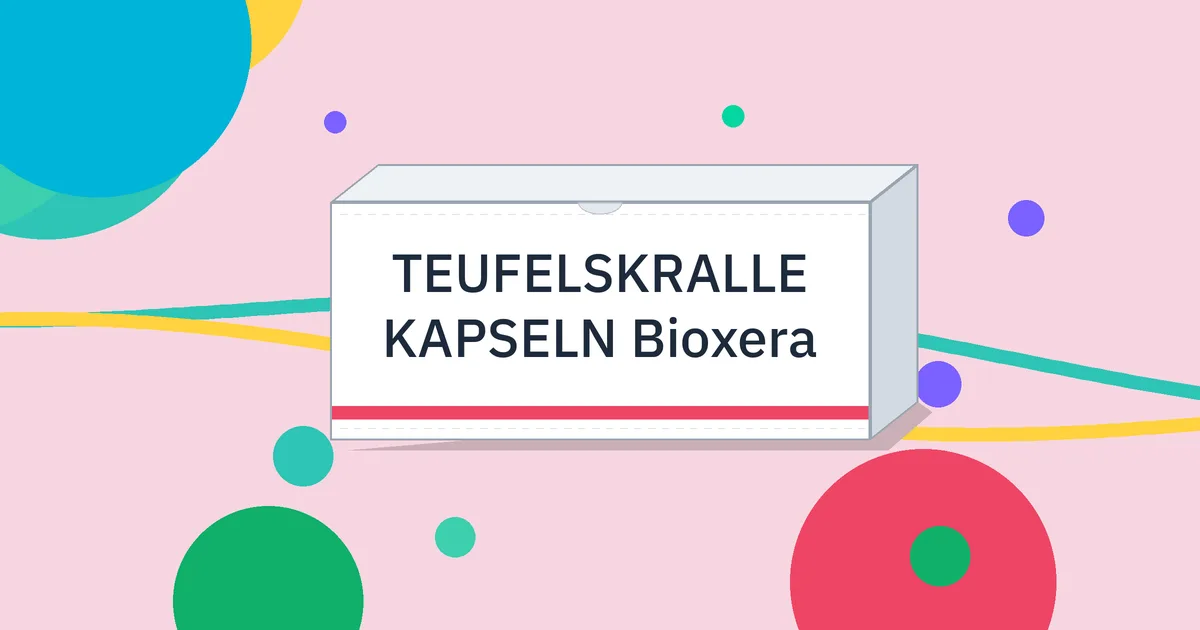 Symbolbild: Packung mit der Aufschrift TEUFELSKRALLE KAPSELN Bioxera (PZN 19765231) – Verfügbarkeit und Bezug in Apotheken in Frankfurt am Main
