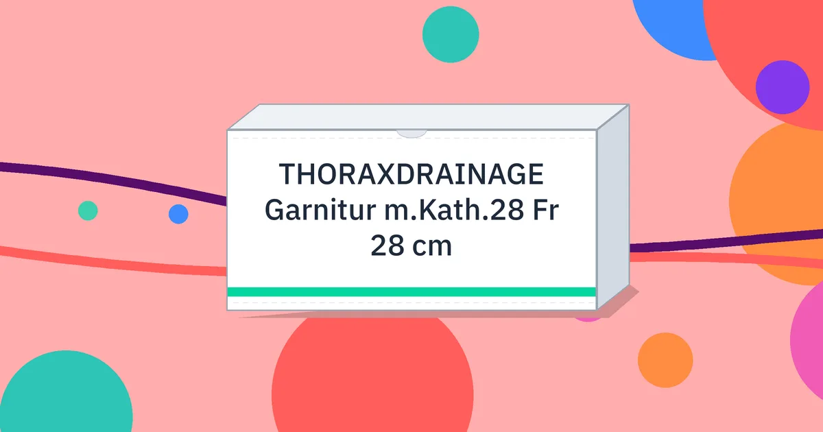 Symbolbild: Packung mit der Aufschrift THORAXDRAINAGE Garnitur m.Kath.28 Fr 28 cm (PZN 00927731) – Verfügbarkeit und Bezug in Apotheken in Frankfurt am Main