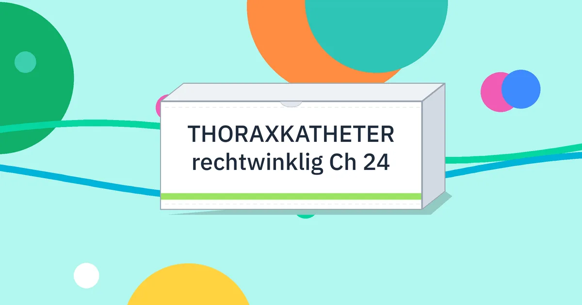 Symbolbild: Packung mit der Aufschrift THORAXKATHETER rechtwinklig Ch 24 (PZN 03049030) – Verfügbarkeit und Bezug in Apotheken in Frankfurt am Main
