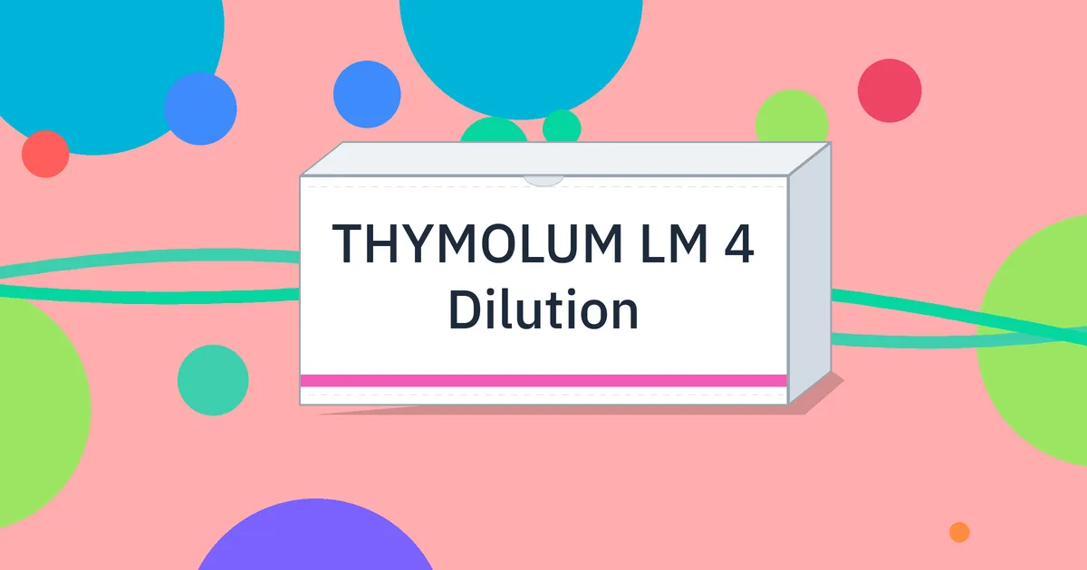 Symbolbild: Packung mit der Aufschrift THYMOLUM LM 4 Dilution (PZN 13222386) – Verfügbarkeit und Bezug in Apotheken in Frankfurt am Main
