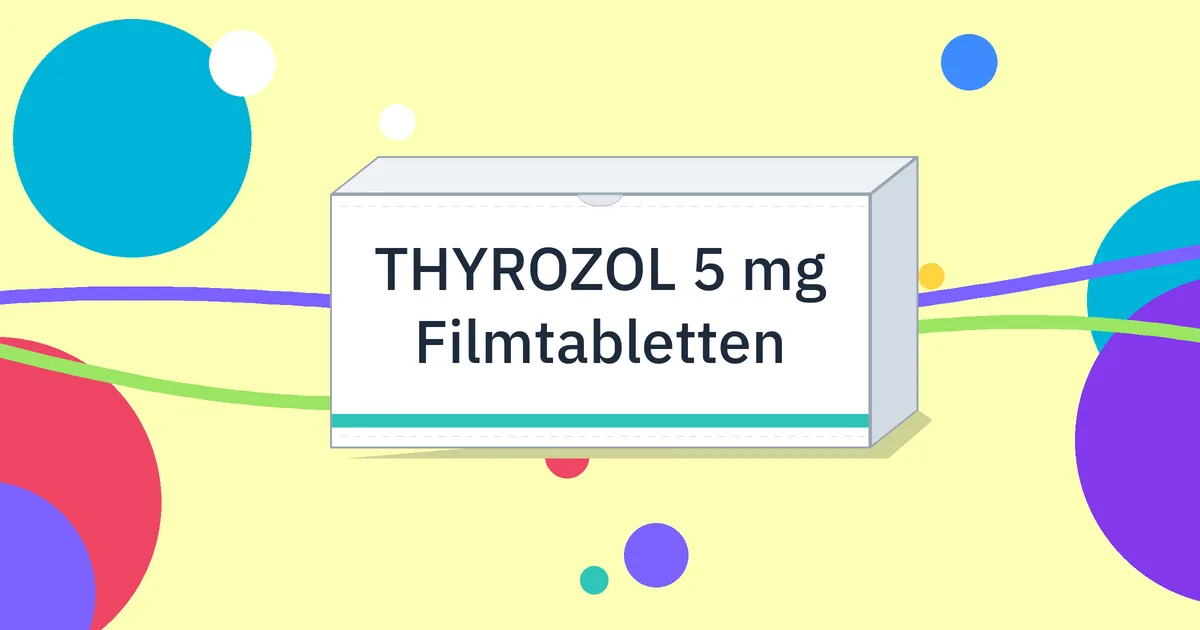 Symbolbild: Packung mit der Aufschrift THYROZOL 5 mg Filmtabletten (PZN 03629922) – Verfügbarkeit und Bezug in Apotheken in Frankfurt am Main