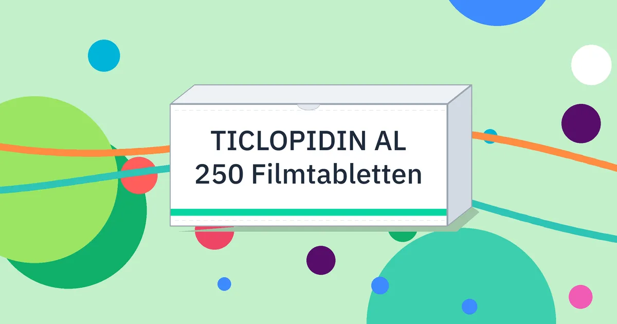 Symbolbild: Packung mit der Aufschrift TICLOPIDIN AL 250 Filmtabletten (PZN 01098320) – Verfügbarkeit und Bezug in Apotheken in Frankfurt am Main
