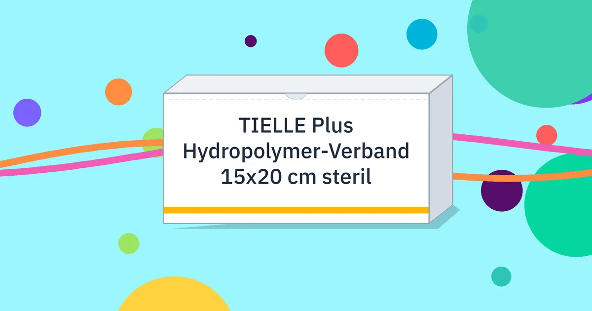 Symbolbild: Packung mit der Aufschrift TIELLE Plus Hydropolymer-Verband 15x20 cm steril (PZN 05490026) – Verfügbarkeit und Bezug in Apotheken in Frankfurt am Main