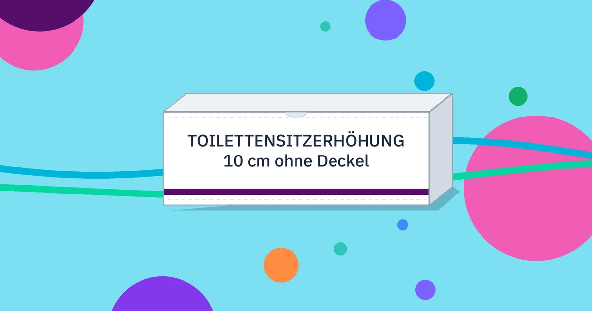 Symbolbild: Packung mit der Aufschrift TOILETTENSITZERHÖHUNG 10 cm ohne Deckel (PZN 04908601) – Verfügbarkeit und Bezug in Apotheken in Frankfurt am Main