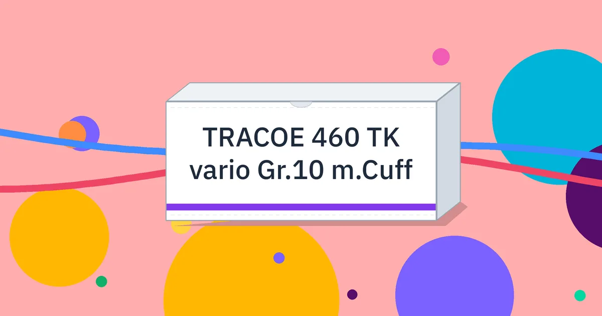Symbolbild: Packung mit der Aufschrift TRACOE 460 TK vario Gr.10 m.Cuff (PZN 02364491) – Verfügbarkeit und Bezug in Apotheken in Frankfurt am Main