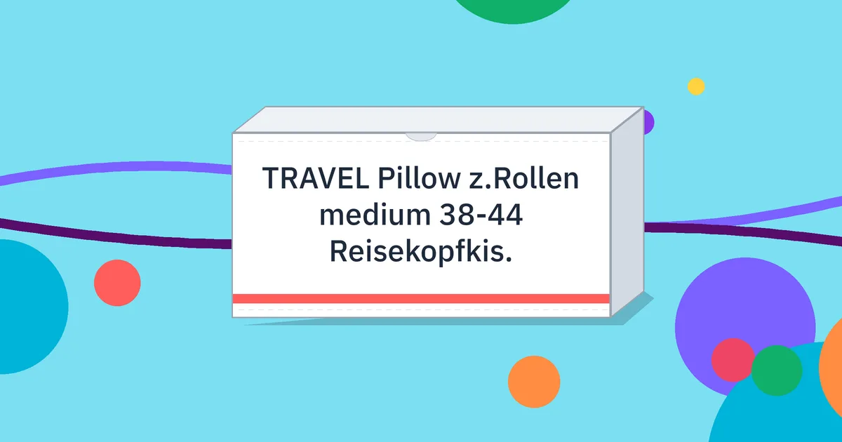 Symbolbild: Packung mit der Aufschrift TRAVEL Pillow z.Rollen medium 38-44 Reisekopfkis. (PZN 00633395) – Verfügbarkeit und Bezug in Apotheken in Frankfurt am Main