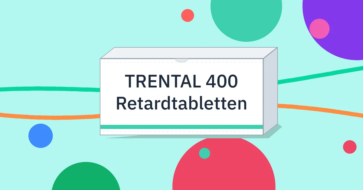 Symbolbild: Packung mit der Aufschrift TRENTAL 400 Retardtabletten (PZN 03528842) – Verfügbarkeit und Bezug in Apotheken in Frankfurt am Main