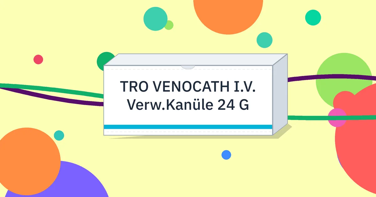Symbolbild: Packung mit der Aufschrift TRO VENOCATH I.V. Verw.Kanüle 24 G (PZN 11187579) – Verfügbarkeit und Bezug in Apotheken in Frankfurt am Main