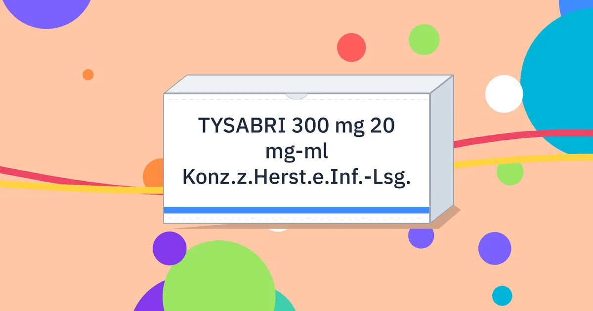 Symbolbild: Packung mit der Aufschrift TYSABRI 300 mg 20 mg-ml Konz.z.Herst.e.Inf.-Lsg. (PZN 13587923) – Verfügbarkeit und Bezug in Apotheken in Frankfurt am Main