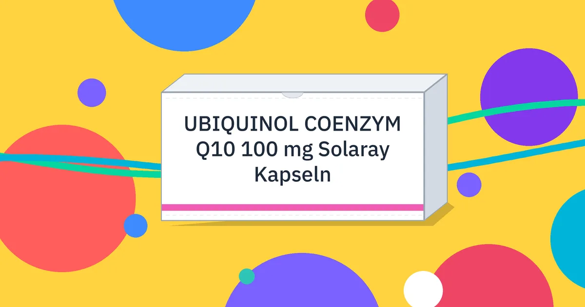 Symbolbild: Packung mit der Aufschrift UBIQUINOL COENZYM Q10 100 mg Solaray Kapseln (PZN 17254934) – Verfügbarkeit und Bezug in Apotheken in Frankfurt am Main