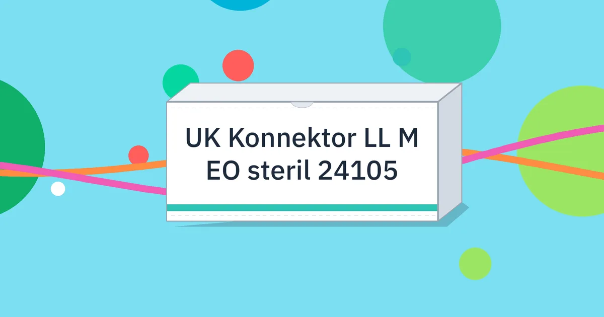 Symbolbild: Packung mit der Aufschrift UK Konnektor LL M EO steril 24105 (PZN 01462205) – Verfügbarkeit und Bezug in Apotheken in Frankfurt am Main