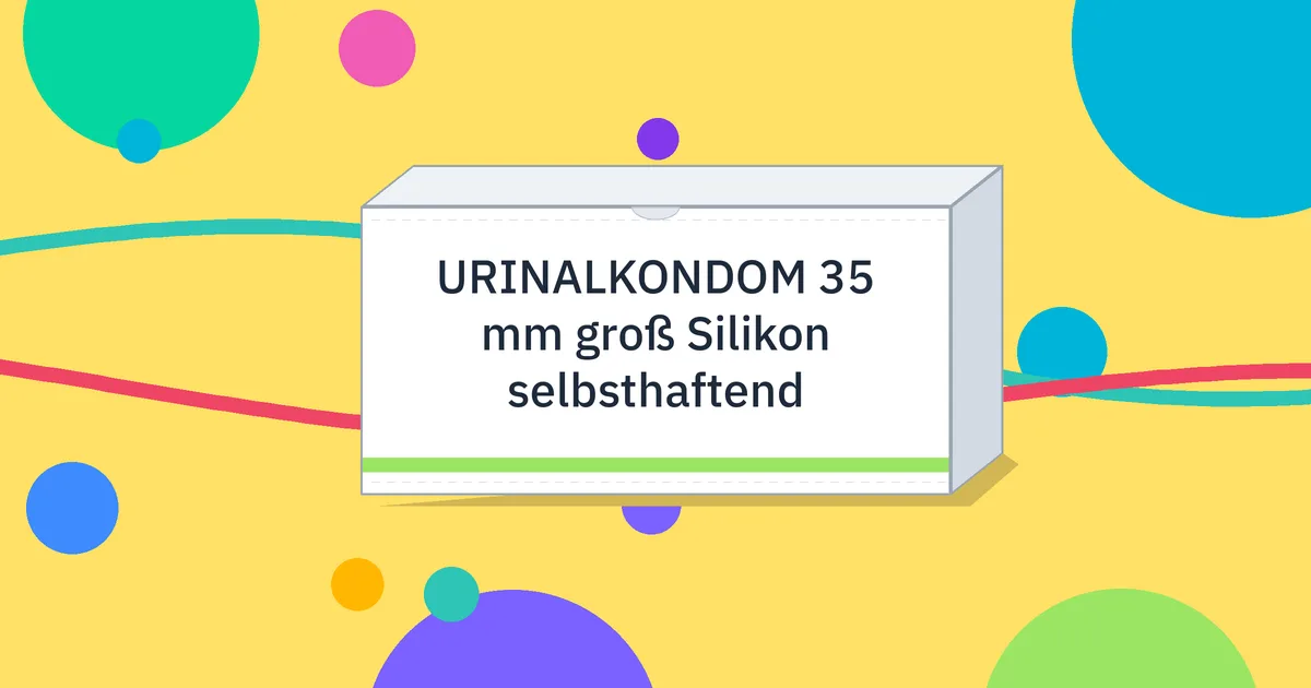 Symbolbild: Packung mit der Aufschrift URINALKONDOM 35 mm groß Silikon selbsthaftend (PZN 00172468) – Verfügbarkeit und Bezug in Apotheken in Frankfurt am Main
