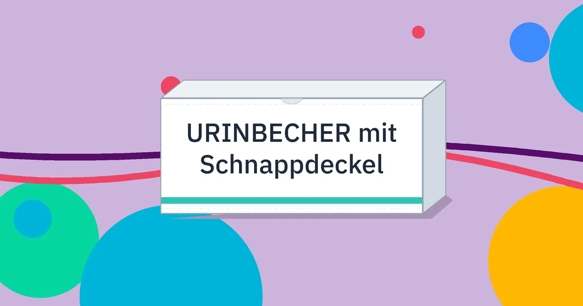 Symbolbild: Packung mit der Aufschrift URINBECHER mit Schnappdeckel (PZN 02771397) – Verfügbarkeit und Bezug in Apotheken in Frankfurt am Main