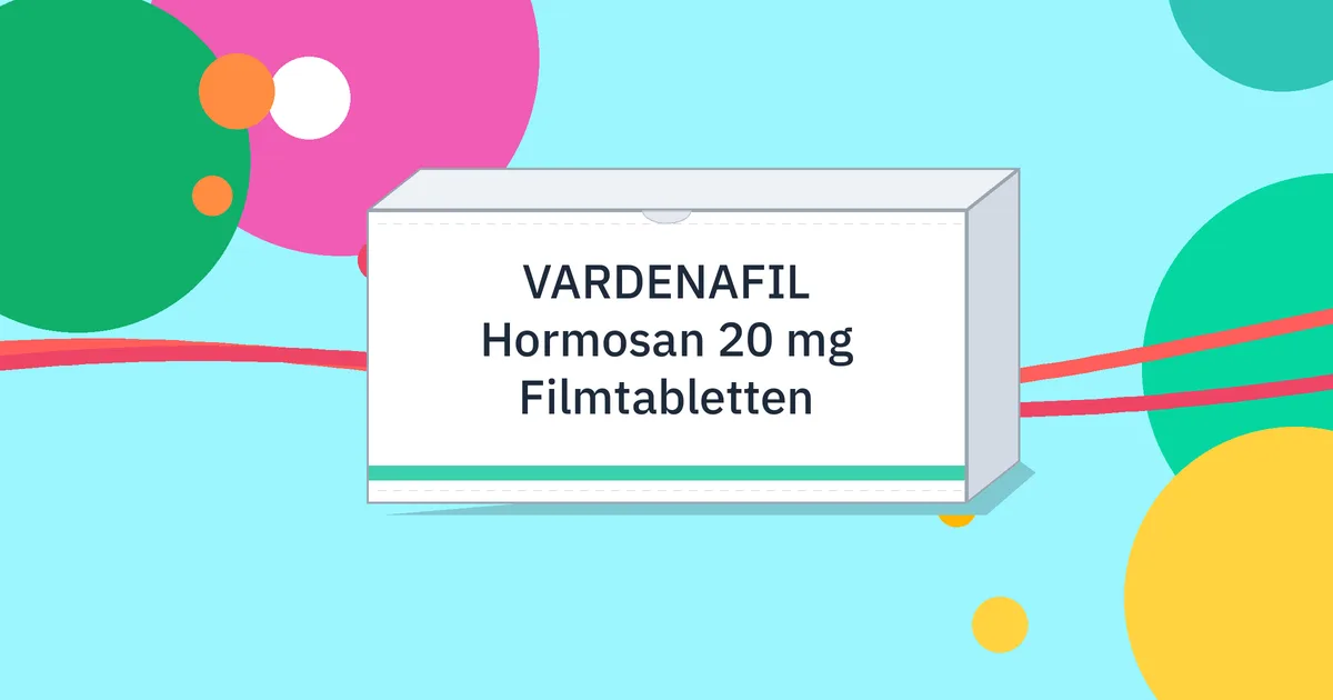 Symbolbild: Packung mit der Aufschrift VARDENAFIL Hormosan 20 mg Filmtabletten (PZN 16120551) – Verfügbarkeit und Bezug in Apotheken in Frankfurt am Main
