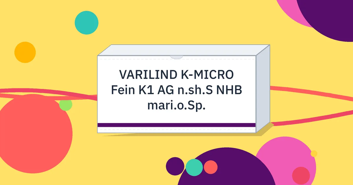 Symbolbild: Packung mit der Aufschrift VARILIND K-MICRO Fein K1 AG n.sh.S NHB mari.o.Sp. (PZN 20618481) – Verfügbarkeit und Bezug in Apotheken in Frankfurt am Main