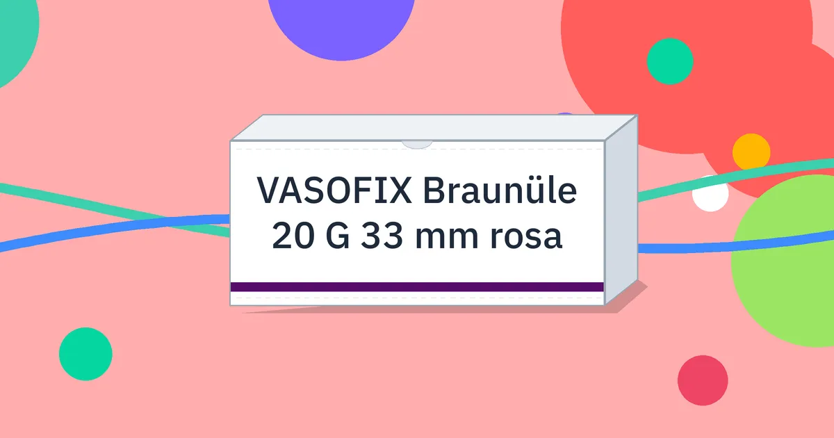 Symbolbild: Packung mit der Aufschrift VASOFIX Braunüle 20 G 33 mm rosa (PZN 11178043) – Verfügbarkeit und Bezug in Apotheken in Frankfurt am Main