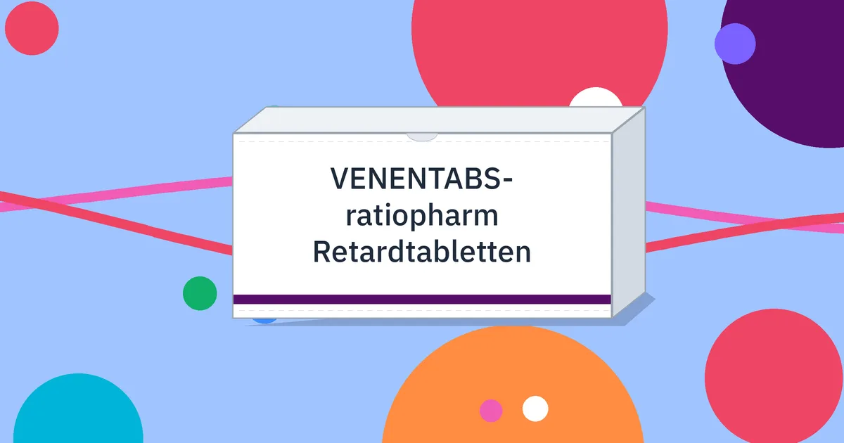 Symbolbild: Packung mit der Aufschrift VENENTABS-ratiopharm Retardtabletten (PZN 06680786) – Verfügbarkeit und Bezug in Apotheken in Frankfurt am Main
