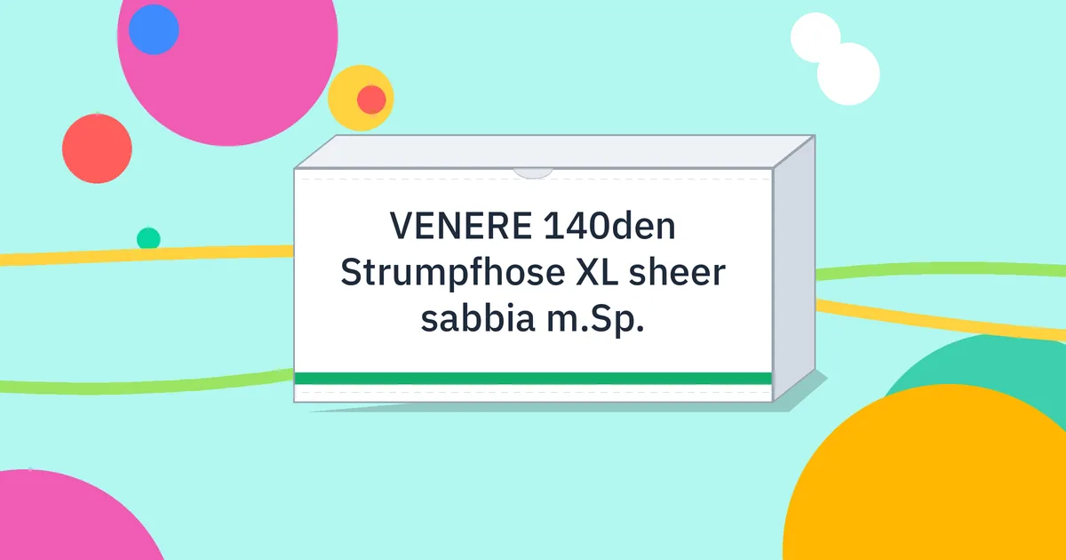 Symbolbild: Packung mit der Aufschrift VENERE 140den Strumpfhose XL sheer sabbia m.Sp. (PZN 16171175) – Verfügbarkeit und Bezug in Apotheken in Frankfurt am Main