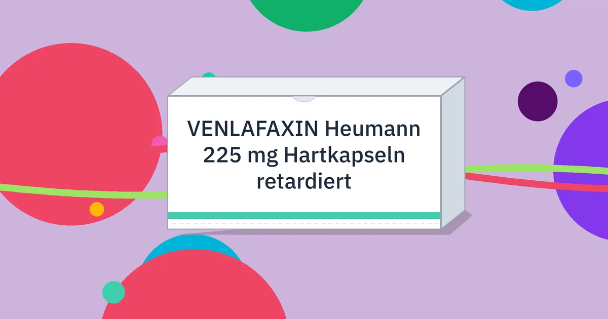 Symbolbild: Packung mit der Aufschrift VENLAFAXIN Heumann 225 mg Hartkapseln retardiert (PZN 11544097) – Verfügbarkeit und Bezug in Apotheken in Frankfurt am Main