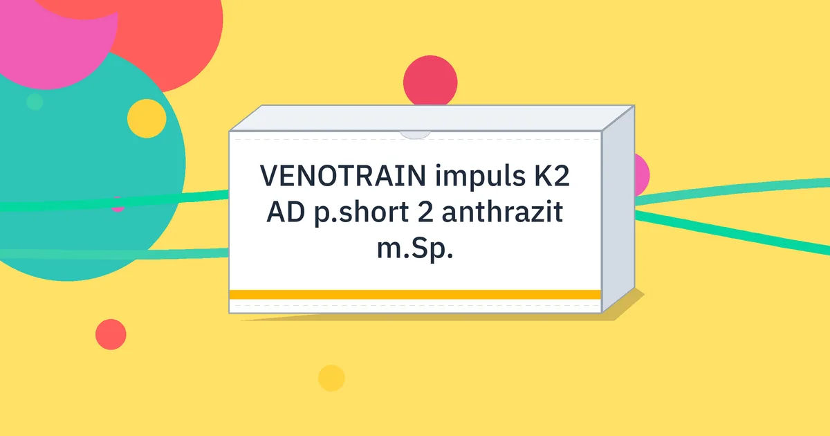 Symbolbild: Packung mit der Aufschrift VENOTRAIN impuls K2 AD p.short 2 anthrazit m.Sp. (PZN 15221787) – Verfügbarkeit und Bezug in Apotheken in Frankfurt am Main