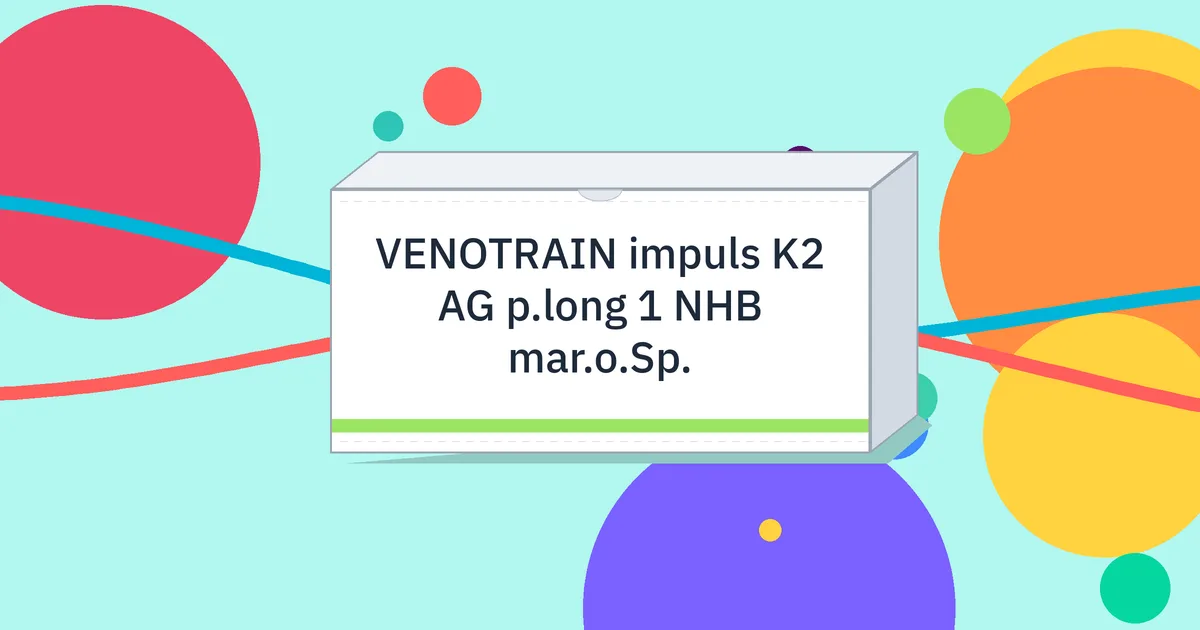 Symbolbild: Packung mit der Aufschrift VENOTRAIN impuls K2 AG p.long 1 NHB mar.o.Sp. (PZN 15214528) – Verfügbarkeit und Bezug in Apotheken in Frankfurt am Main