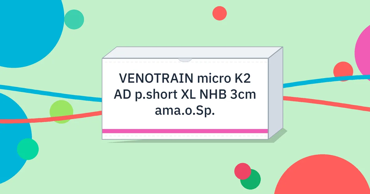 Symbolbild: Packung mit der Aufschrift VENOTRAIN micro K2 AD p.short XL NHB 3cm ama.o.Sp. (PZN 05718825) – Verfügbarkeit und Bezug in Apotheken in Frankfurt am Main