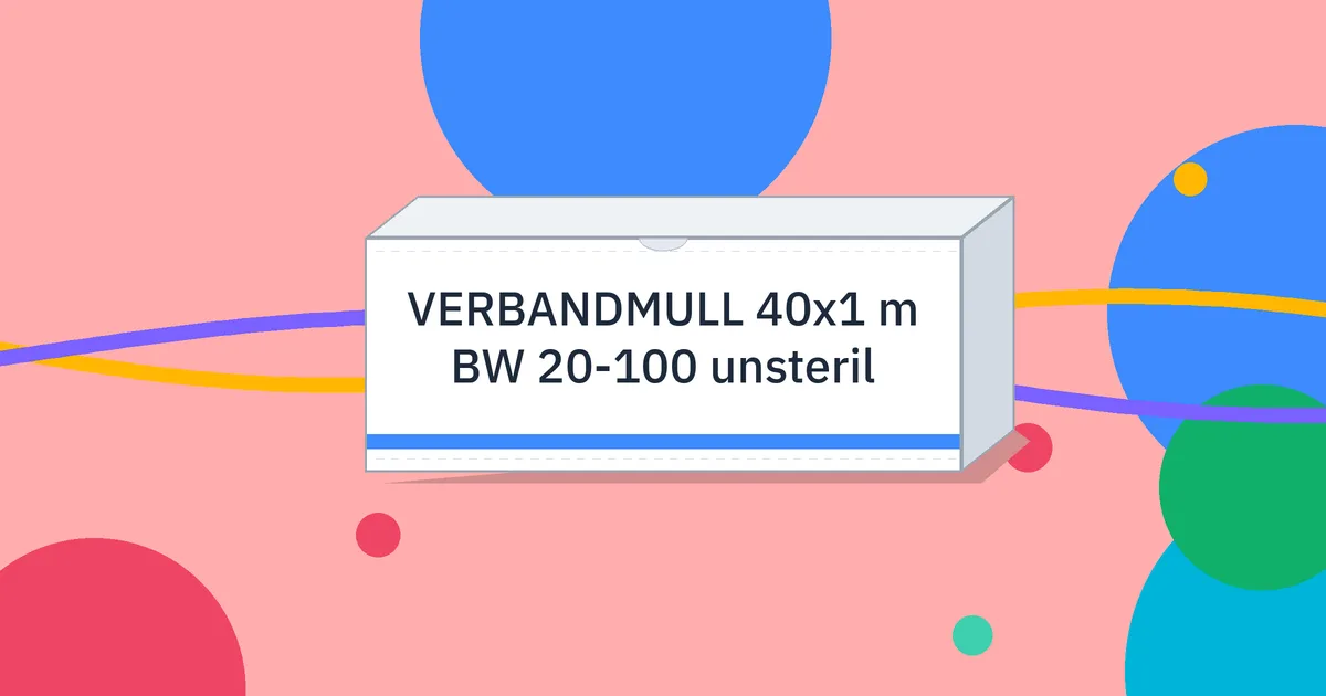 Symbolbild: Packung mit der Aufschrift VERBANDMULL 40x1 m BW 20-100 unsteril (PZN 04046772) – Verfügbarkeit und Bezug in Apotheken in Frankfurt am Main