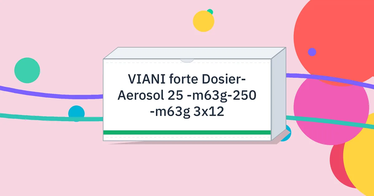 Symbolbild: Packung mit der Aufschrift VIANI forte Dosier-Aerosol 25 -m63g-250 -m63g 3x12 (PZN 16792032) – Verfügbarkeit und Bezug in Apotheken in Frankfurt am Main
