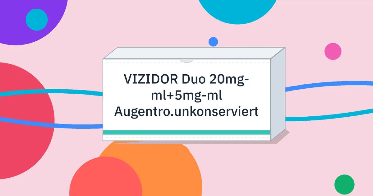 Symbolbild: Packung mit der Aufschrift VIZIDOR Duo 20mg-ml+5mg-ml Augentro.unkonserviert (PZN 18046706) – Verfügbarkeit und Bezug in Apotheken in Frankfurt am Main