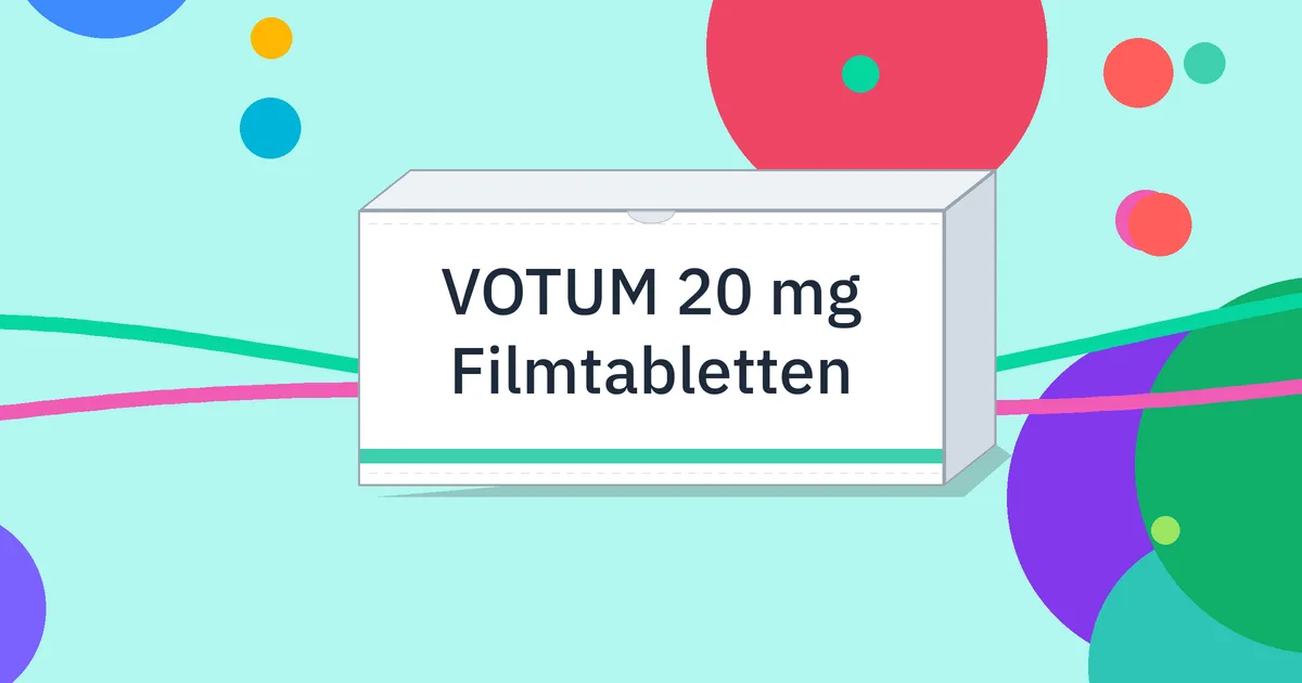 Symbolbild: Packung mit der Aufschrift VOTUM 20 mg Filmtabletten (PZN 02170114) – Verfügbarkeit und Bezug in Apotheken in Frankfurt am Main