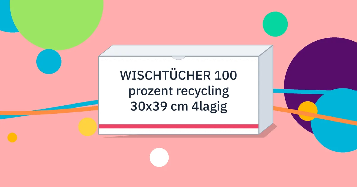 Symbolbild: Packung mit der Aufschrift WISCHTÜCHER 100 prozent recycling 30x39 cm 4lagig (PZN 04239821) – Verfügbarkeit und Bezug in Apotheken in Frankfurt am Main