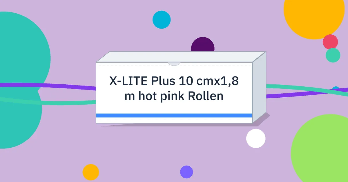 Symbolbild: Packung mit der Aufschrift X-LITE Plus 10 cmx1,8 m hot pink Rollen (PZN 14441630) – Verfügbarkeit und Bezug in Apotheken in Frankfurt am Main
