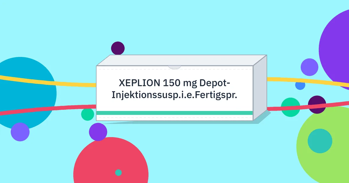 Symbolbild: Packung mit der Aufschrift XEPLION 150 mg Depot-Injektionssusp.i.e.Fertigspr. (PZN 10193448) – Verfügbarkeit und Bezug in Apotheken in Frankfurt am Main