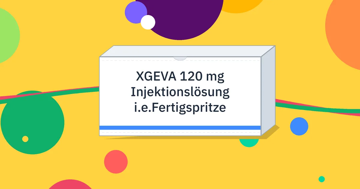 Symbolbild: Packung mit der Aufschrift XGEVA 120 mg Injektionslösung i.e.Fertigspritze (PZN 19977714) – Verfügbarkeit und Bezug in Apotheken in Frankfurt am Main