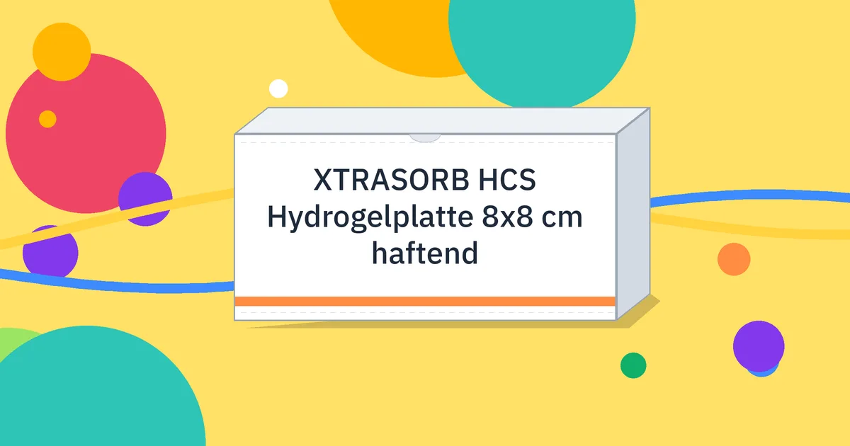 Symbolbild: Packung mit der Aufschrift XTRASORB HCS Hydrogelplatte 8x8 cm haftend (PZN 07645473) – Verfügbarkeit und Bezug in Apotheken in Frankfurt am Main