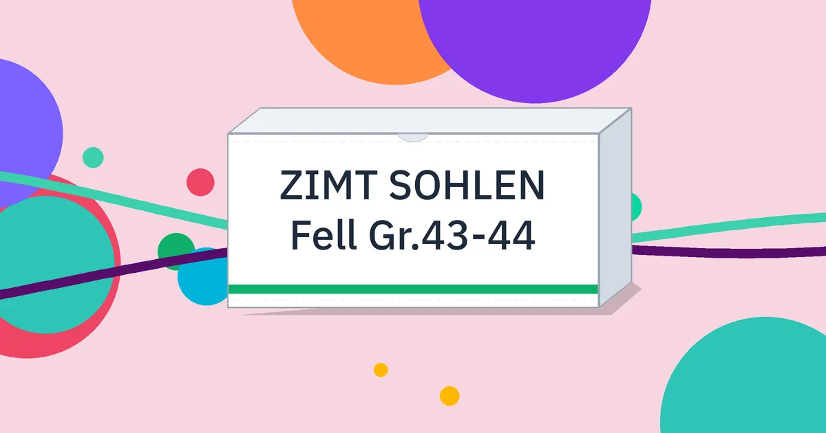 Symbolbild: Packung mit der Aufschrift ZIMT SOHLEN Fell Gr.43-44 (PZN 20341973) – Verfügbarkeit und Bezug in Apotheken in Frankfurt am Main