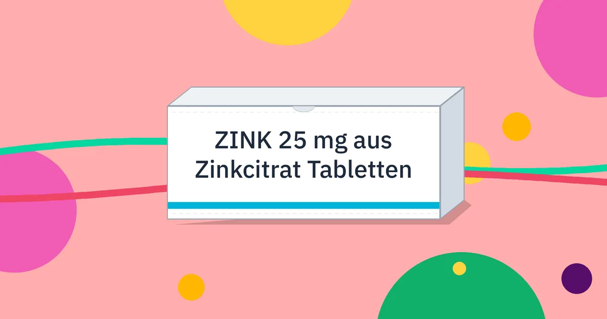Symbolbild: Packung mit der Aufschrift ZINK 25 mg aus Zinkcitrat Tabletten (PZN 16784535) – Verfügbarkeit und Bezug in Apotheken in Frankfurt am Main