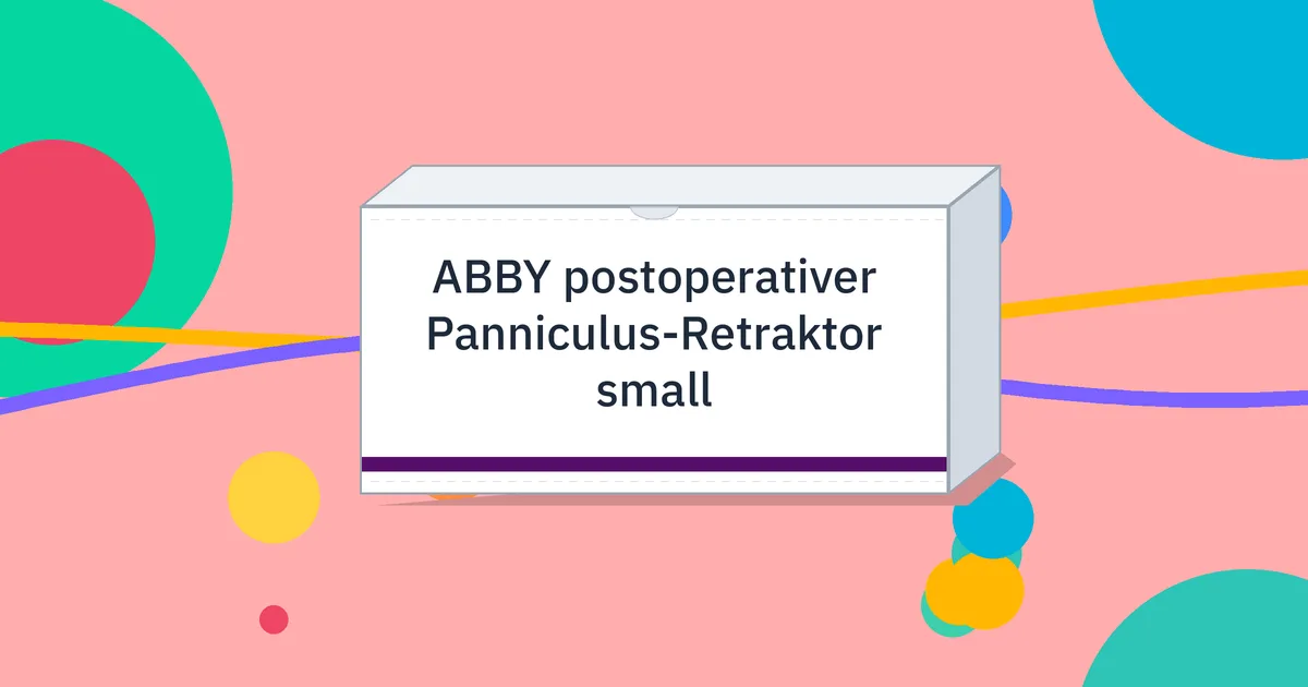 Symbolbild: Packung mit der Aufschrift ABBY postoperativer Panniculus-Retraktor small (PZN 19275389) – Verfügbarkeit und Bezug in Apotheken in Frankfurt am Main