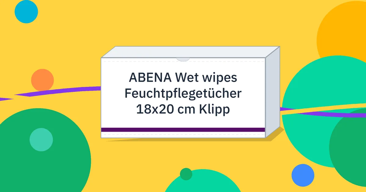 Symbolbild: Packung mit der Aufschrift ABENA Wet wipes Feuchtpflegetücher 18x20 cm Klipp (PZN 18354359) – Verfügbarkeit und Bezug in Apotheken in Frankfurt am Main