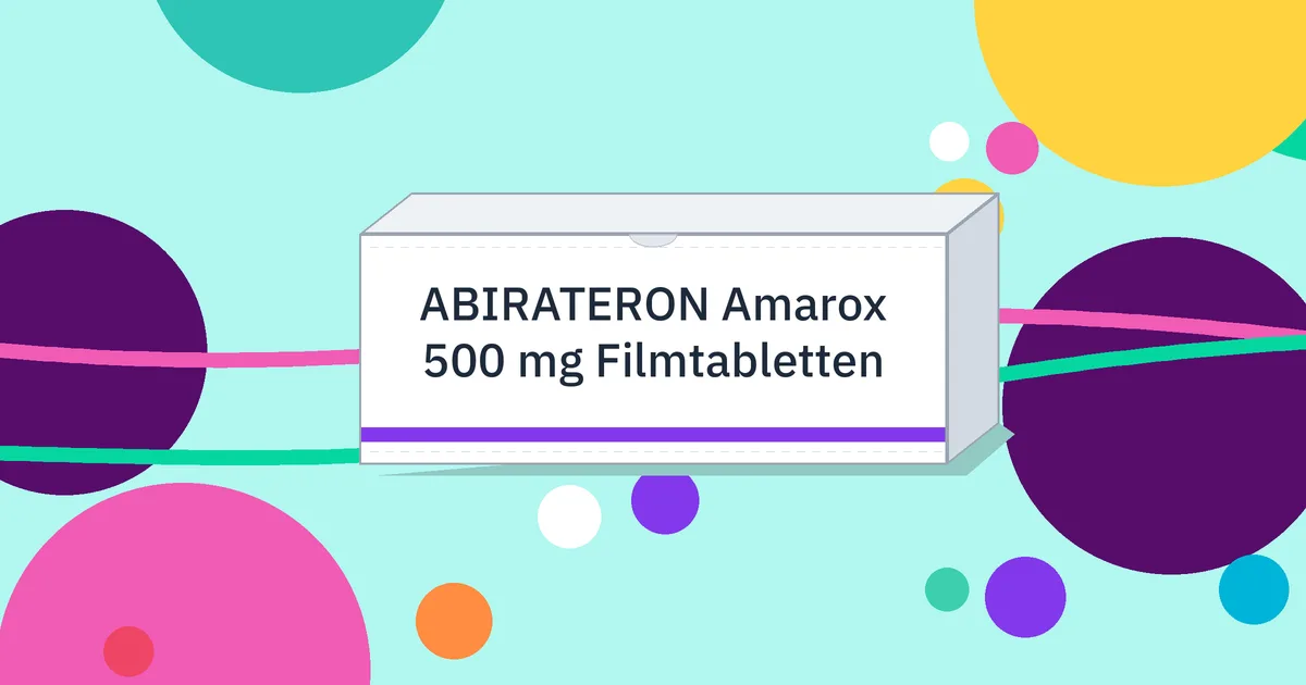 Symbolbild: Packung mit der Aufschrift ABIRATERON Amarox 500 mg Filmtabletten (PZN 18738290) – Verfügbarkeit und Bezug in Apotheken in Frankfurt am Main