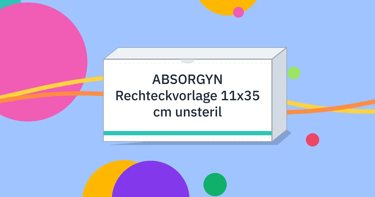 Symbolbild: Packung mit der Aufschrift ABSORGYN Rechteckvorlage 11x35 cm unsteril (PZN 14235296) – Verfügbarkeit und Bezug in Apotheken in Frankfurt am Main
