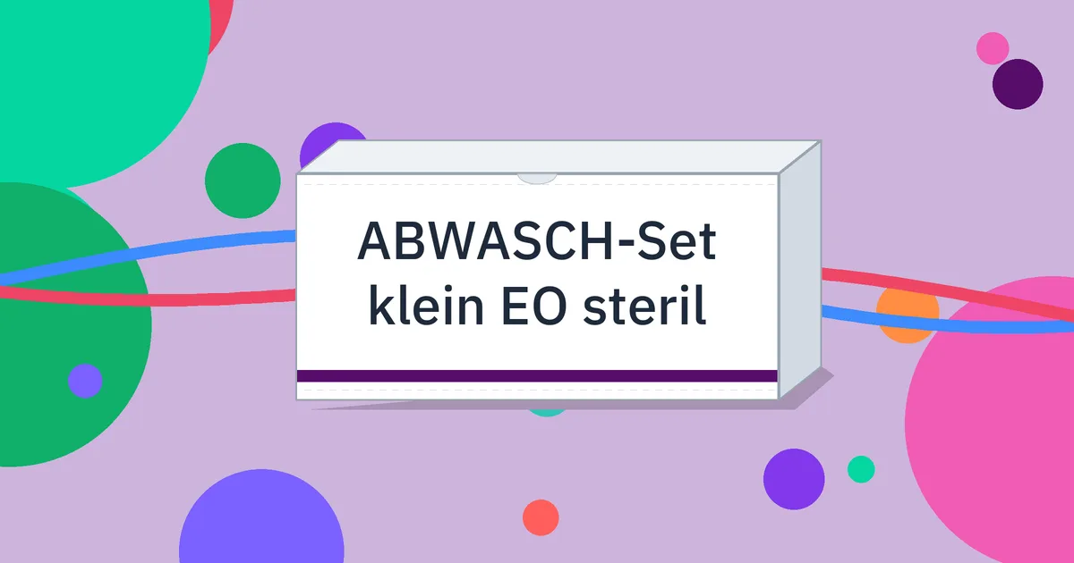 Symbolbild: Packung mit der Aufschrift ABWASCH-Set klein EO steril (PZN 19229194) – Verfügbarkeit und Bezug in Apotheken in Frankfurt am Main
