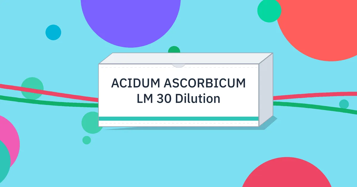 Symbolbild: Packung mit der Aufschrift ACIDUM ASCORBICUM LM 30 Dilution (PZN 13269287) – Verfügbarkeit und Bezug in Apotheken in Frankfurt am Main
