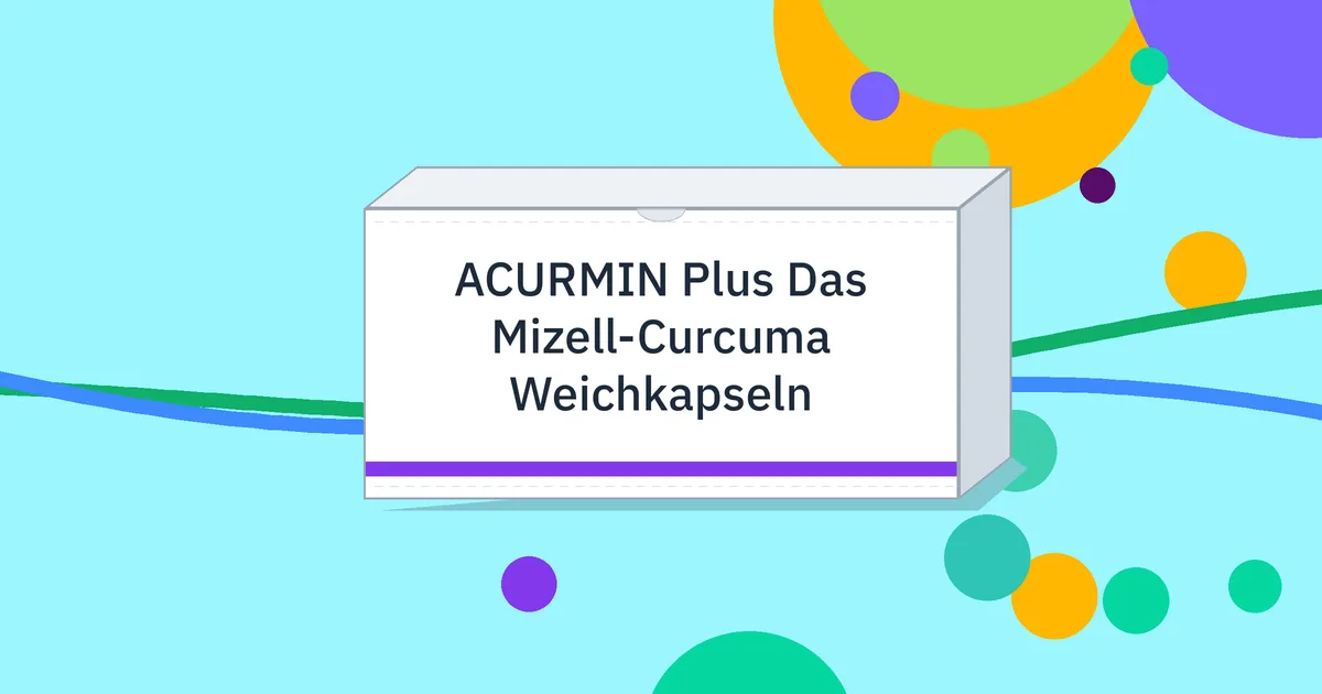Symbolbild: Packung mit der Aufschrift ACURMIN Plus Das Mizell-Curcuma Weichkapseln (PZN 12475079) – Verfügbarkeit und Bezug in Apotheken in Frankfurt am Main