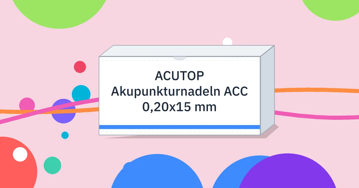 Symbolbild: Packung mit der Aufschrift ACUTOP Akupunkturnadeln ACC 0,20x15 mm (PZN 17443948) – Verfügbarkeit und Bezug in Apotheken in Frankfurt am Main