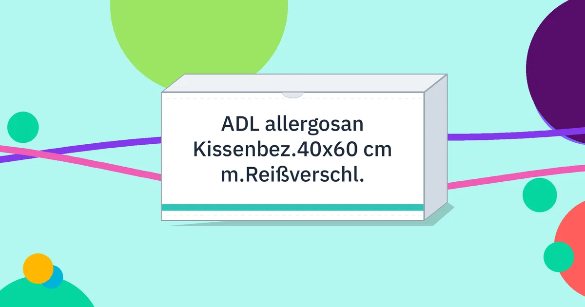 Symbolbild: Packung mit der Aufschrift ADL allergosan Kissenbez.40x60 cm m.Reißverschl. (PZN 08858395) – Verfügbarkeit und Bezug in Apotheken in Frankfurt am Main